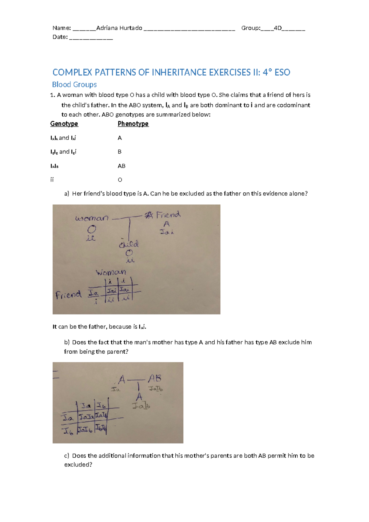 Complex Patterns of Inheritance: Blood Groups & Sex-Linked Genes - 4º ...