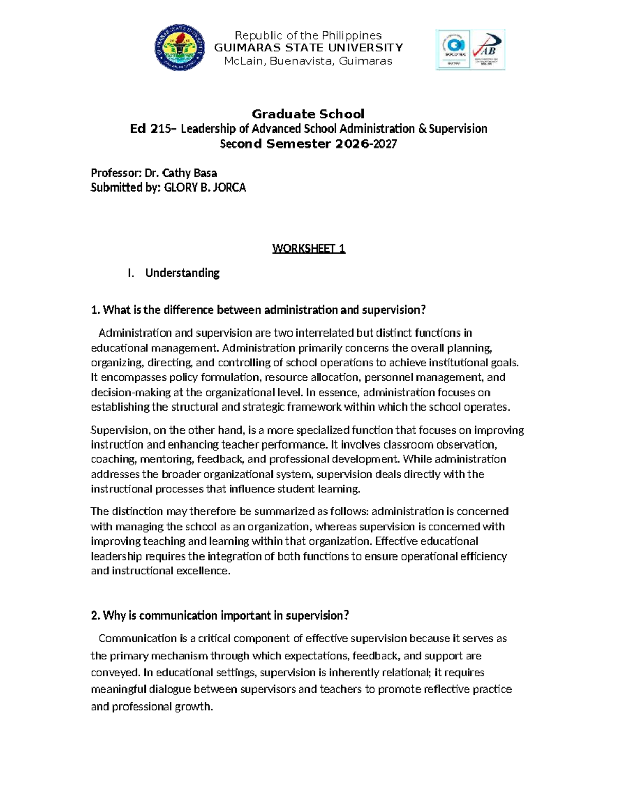 Graduate School Ed Leadership: Advanced School Administration ...