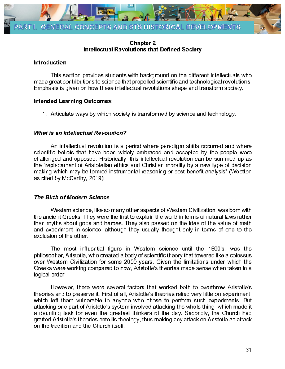 STS 2 - STS 2 notes - Chapter 2 Intellectual Revolutions that Defined ...