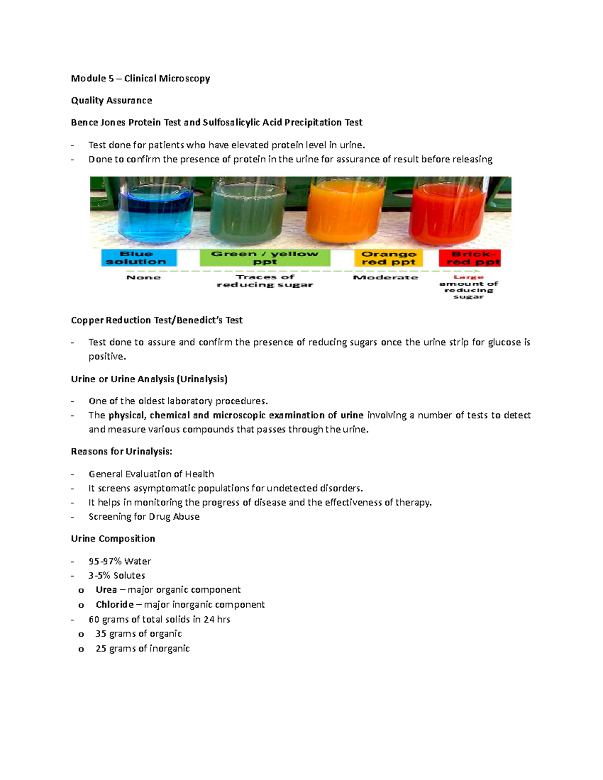 Clinical Microscopy: Fecalysis & Urinalysis Overview (Module 5) - Studocu