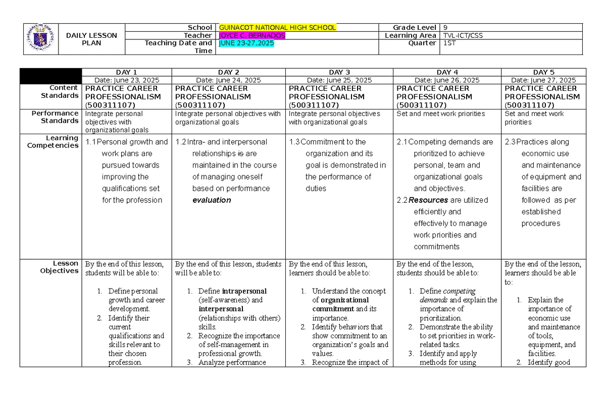 Computer Hardware Servicing NC II Course Overview and Guidelines - Studocu