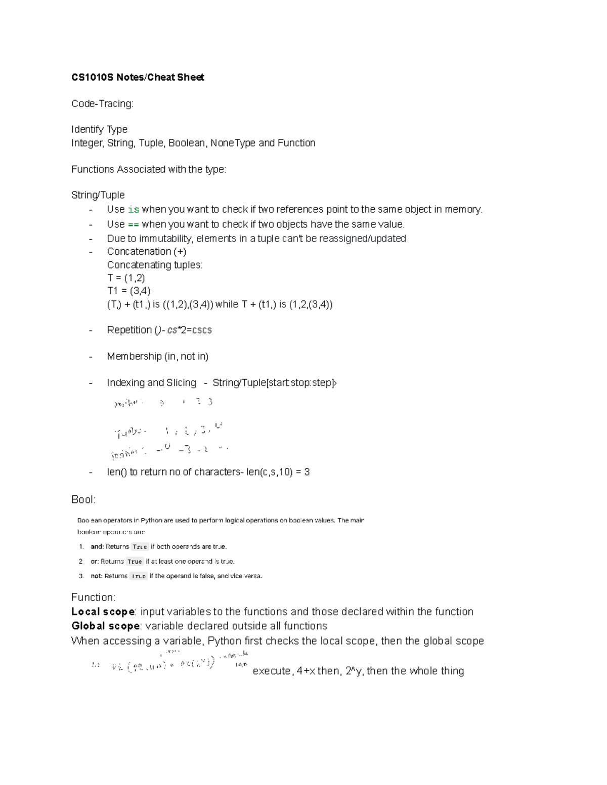 CS1010S Cheat Sheet - Summary Programming Methodology - CS1010S Notes ...