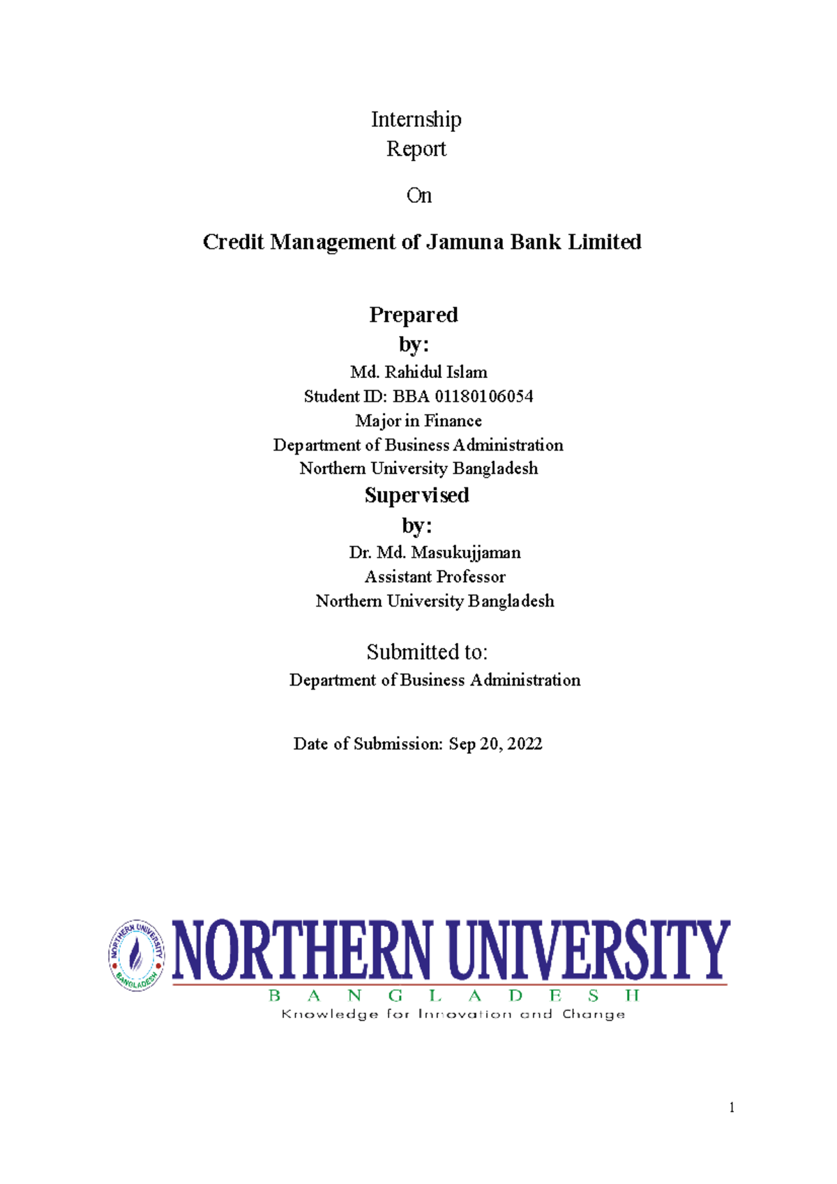 Jamuna Bank Ltd: Final Internship Report on Credit Management (ID 6054 ...