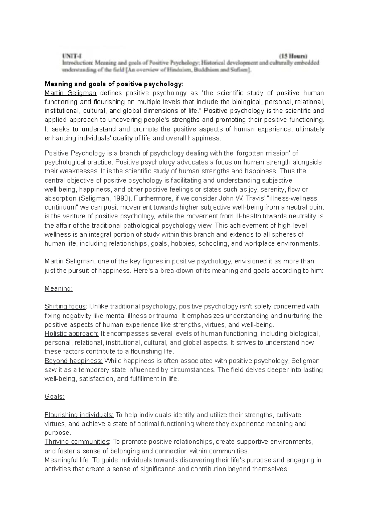 Positive Psychology Overview: Meaning, Goals, and Applications (PSY 301 ...