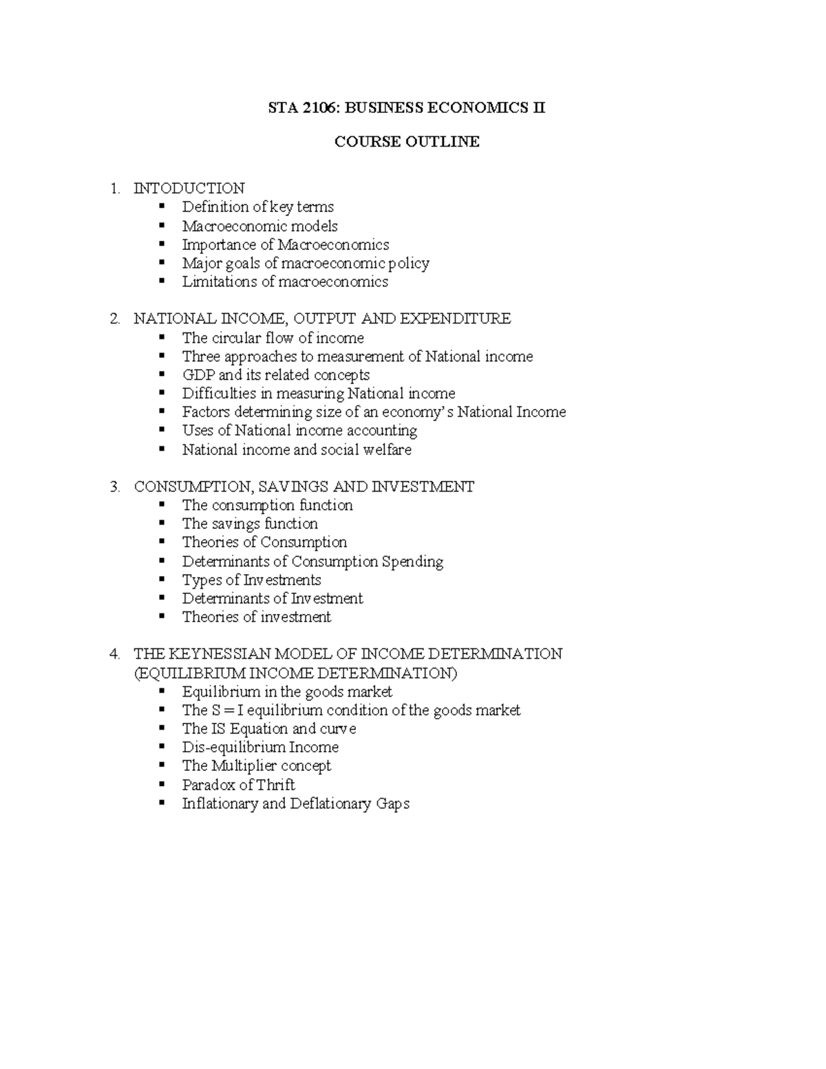 STA 2106 Business Economics II Class Notes - STA 2106: BUSINESS ...