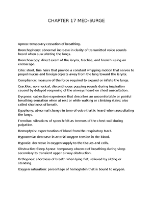 Chapter 29 MED- Surge - Lecture notes - CHAPTER 29 MED-SURGE Anemia: 1 ...