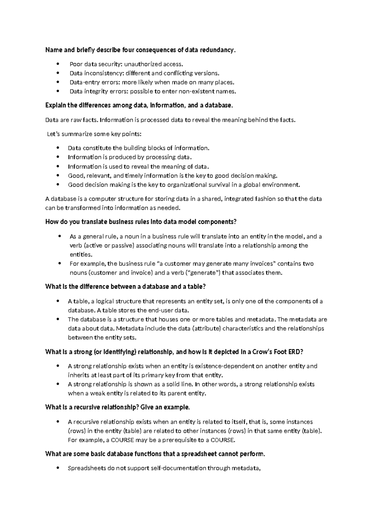 Consequences of Data Redundancy in Databases: Key Insights - Studocu