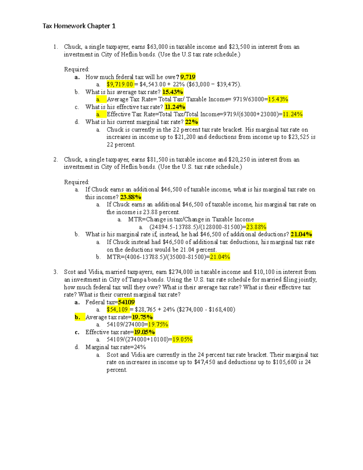 Federal Taxation (Course Code) Chapter 1 Homework Solutions - Studocu