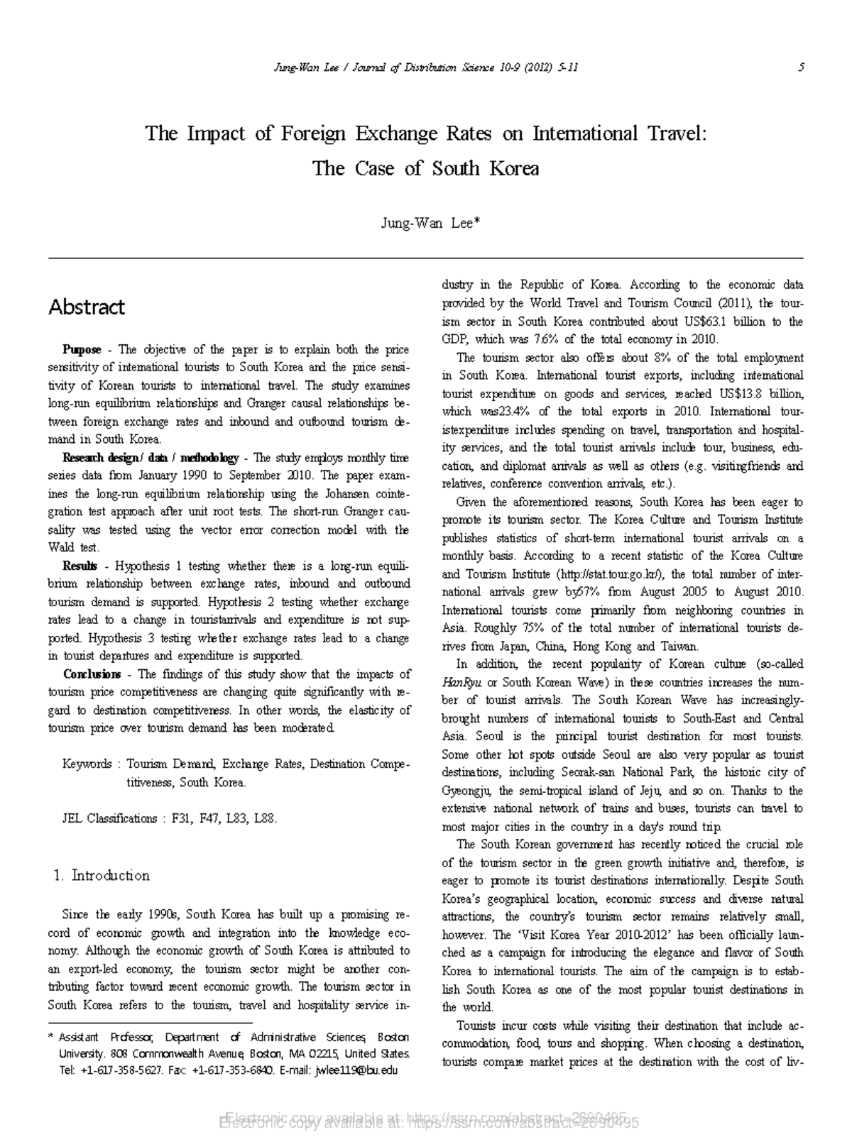 The Impact of Exchange Rates on Tourism Demand in South Korea: A Study ...