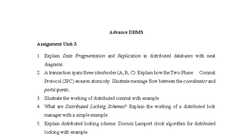 Dbms Assignment 1 Data Fragmentation Replication And Recovery 0945