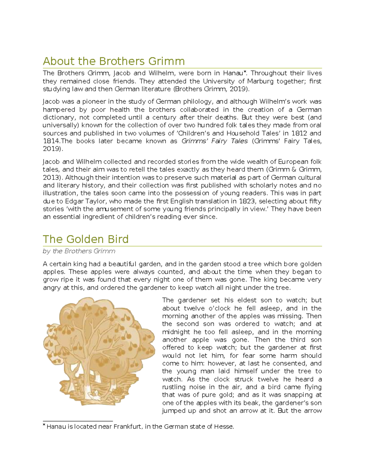 Brothers Grimm Fairy Tales: The Golden Bird Analysis (ENG 101) - Studocu