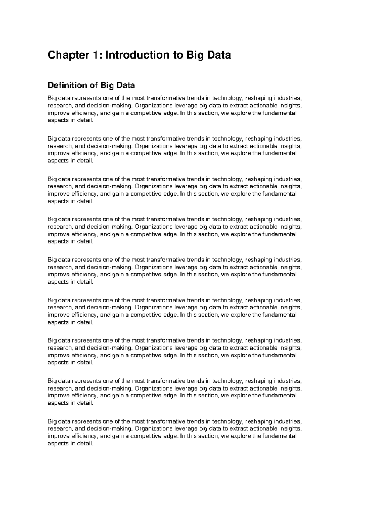 Chapter 1: Introduction to Big Data - BIG DATA Analysis Overview - Studocu