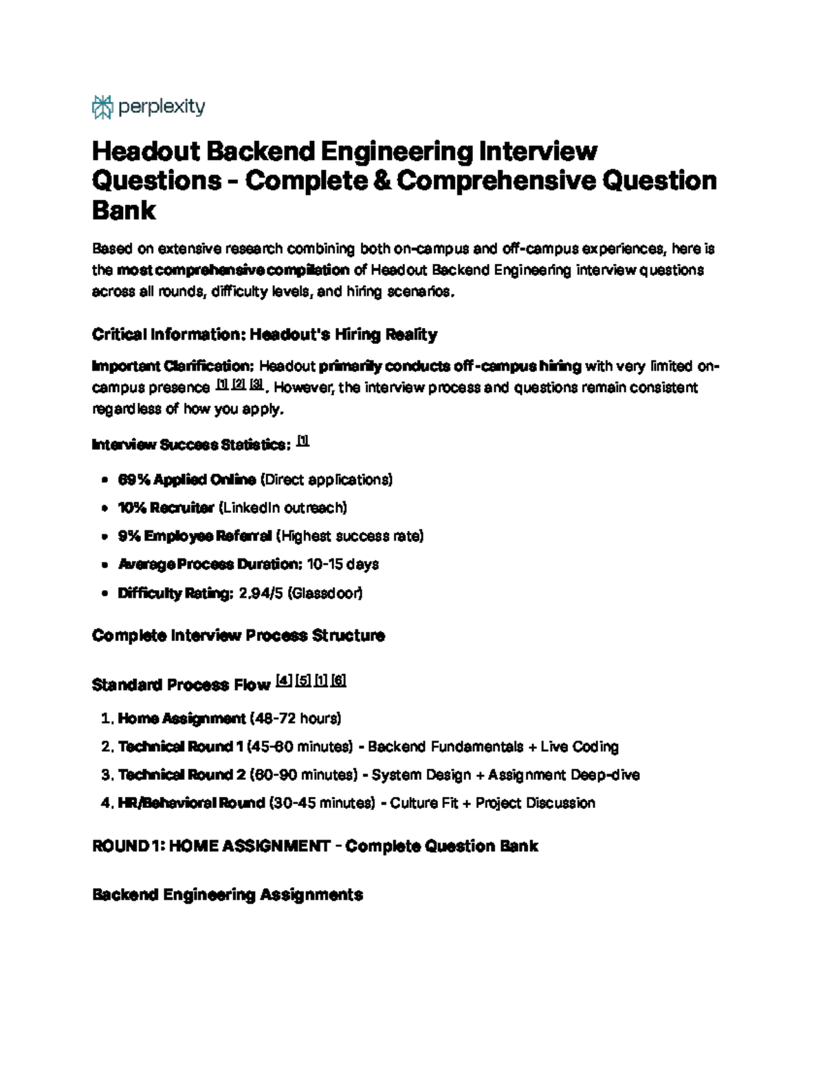 Headout Backend Engineering Interview Questions - Complete Guide - Studocu