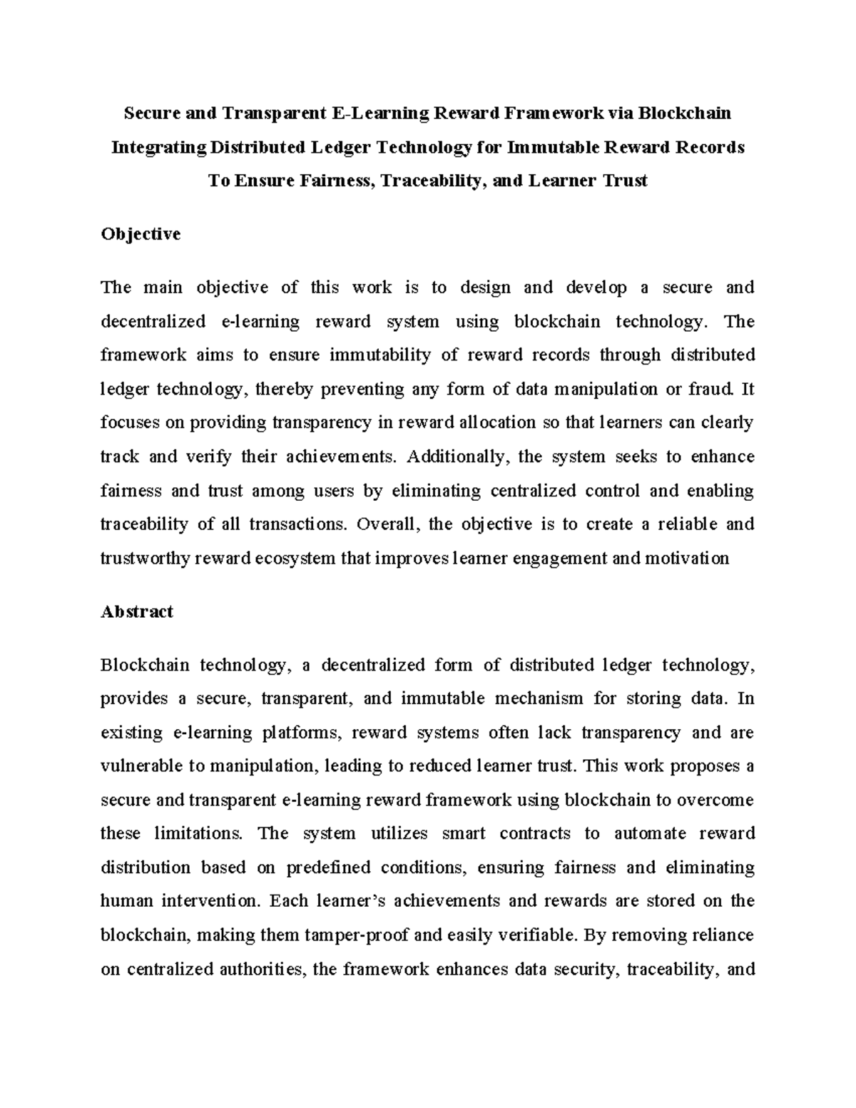 Secure and Transparent eLearning Reward System Using ML and Blockchain ...