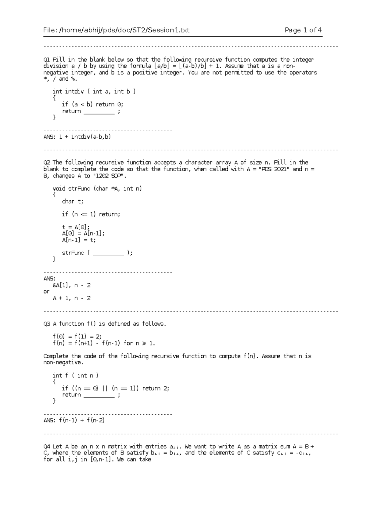 ST2-Session 1 - Recursive Functions and Structures Notes - Studocu