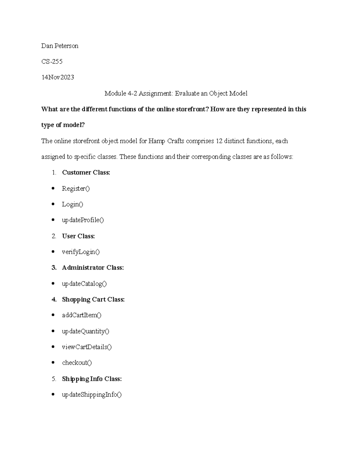 4-2 Assignment- Evaluate an Object Model - These functions and their ...