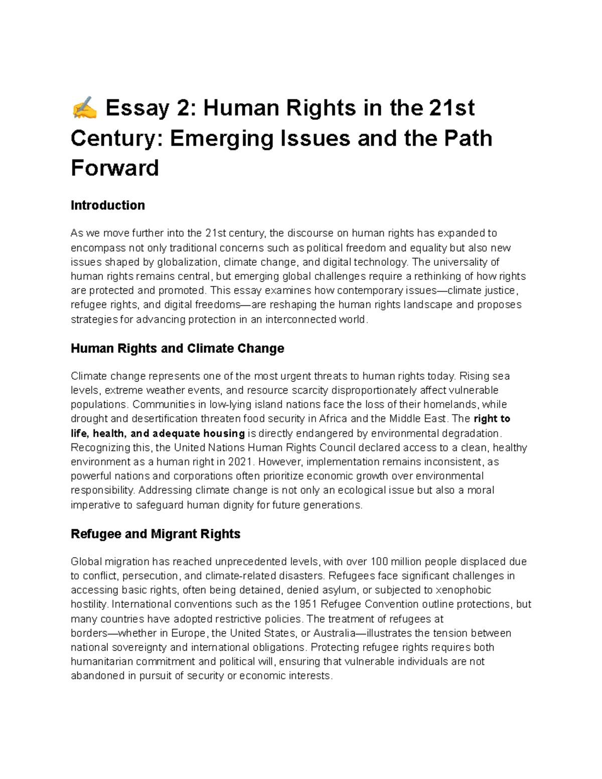 Essay 2: Human Rights in the 21st Century - Challenges & Solutions ...