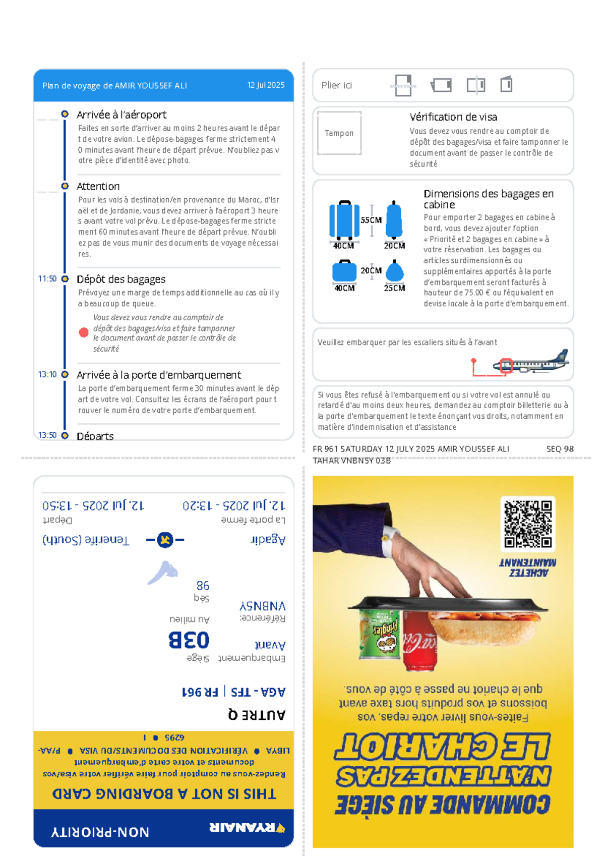 Plan de Voyage et Instructions d'Embarquement - FR 961 - Studocu