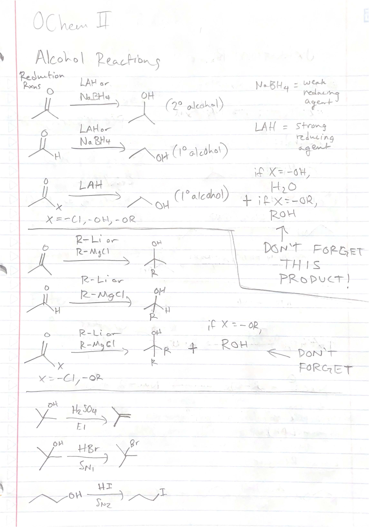 OChem II Alcohol Reactions Summary: Reduction & Oxidation Rxns - Studocu