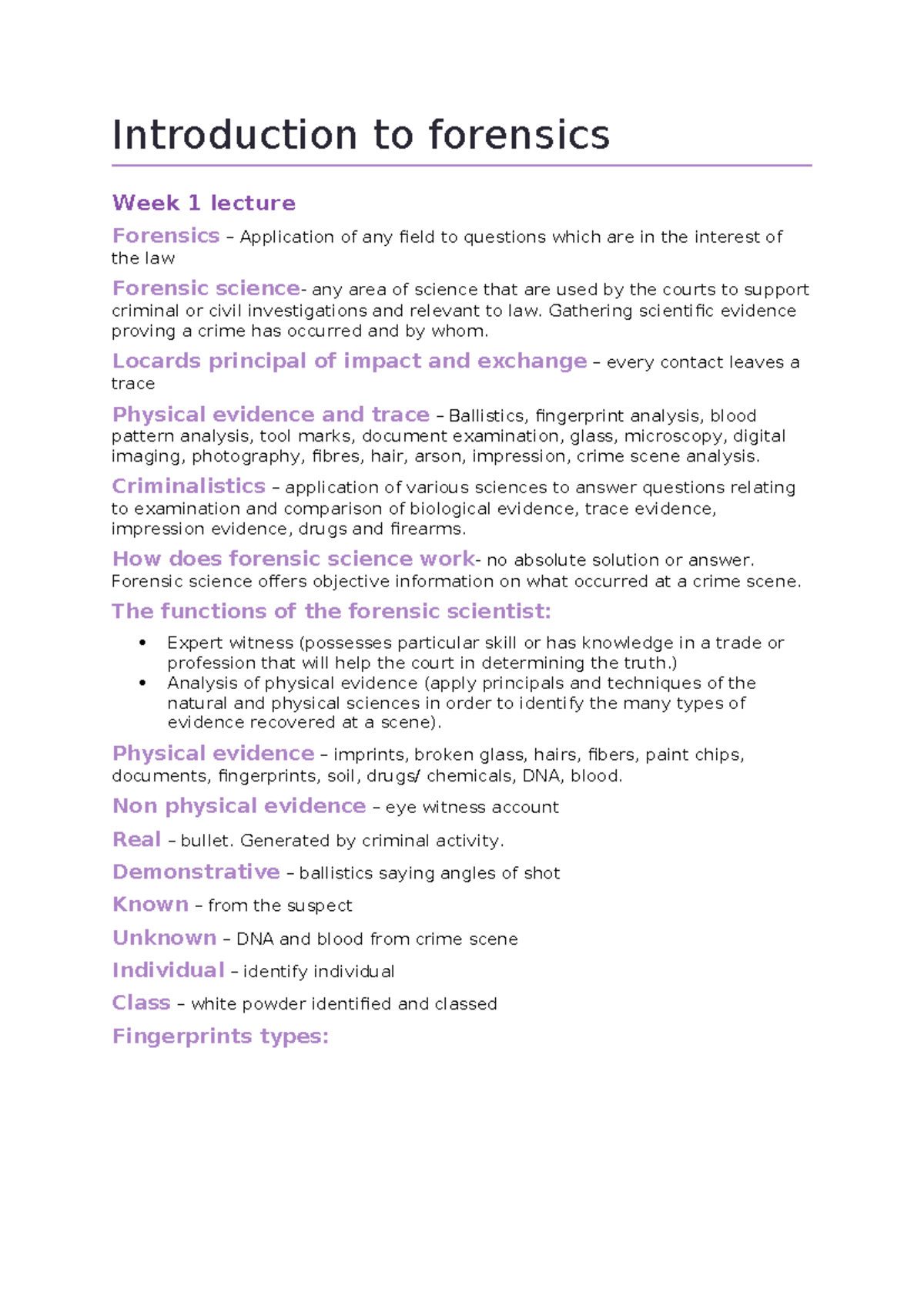 Lecture Notes 1000esc Introduction To Forensics Week 1 Lecture