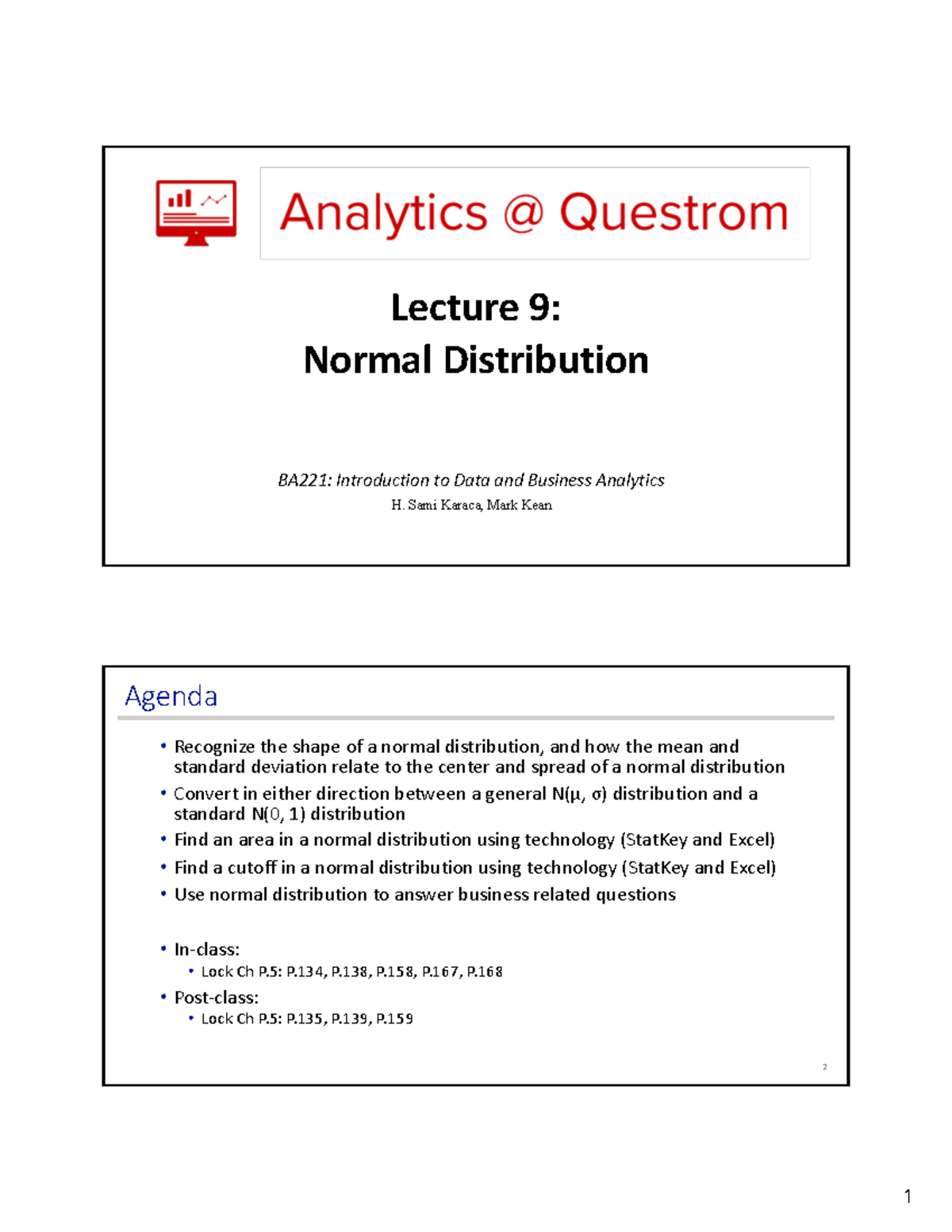 Lecture 9: Normal Distribution Overview - BA221 Data Analytics - Studocu