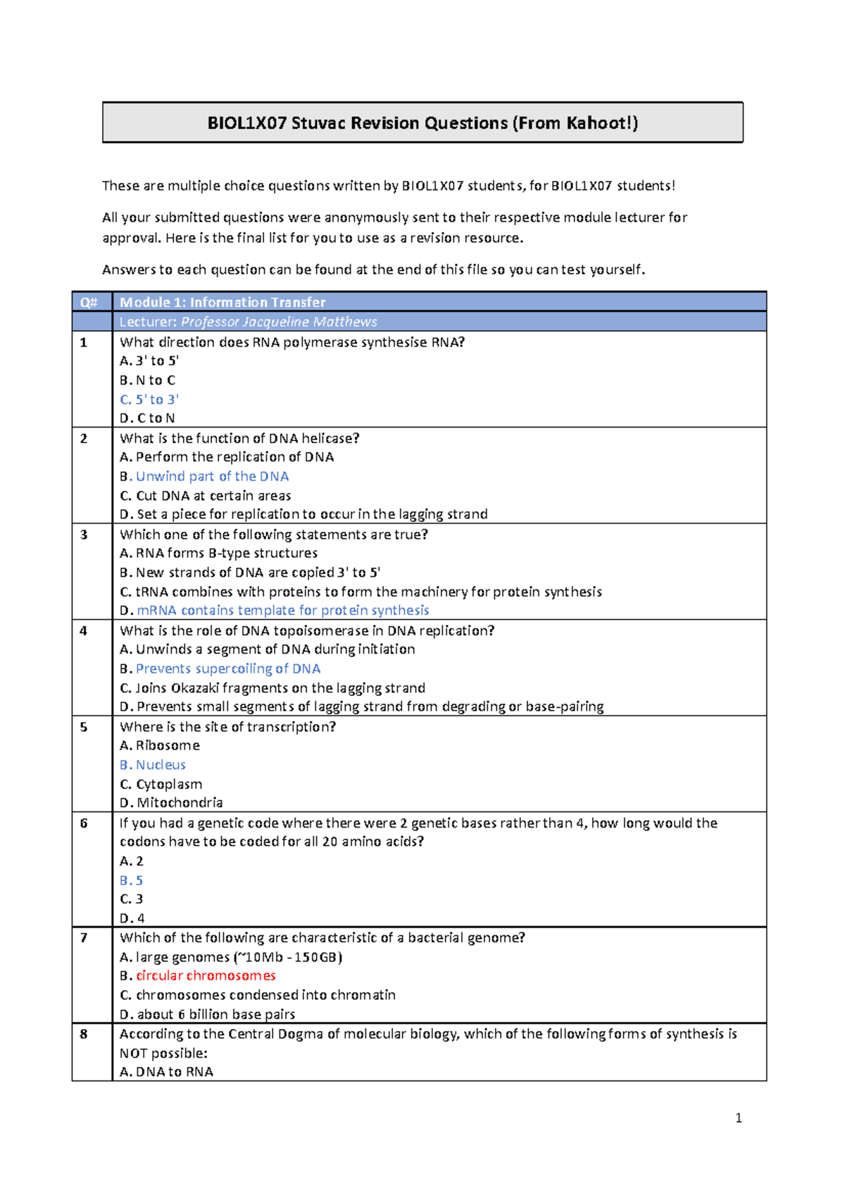 BIOL1X07 Revision Quiz Questions 2021[32] - BIOL1X07 Stuvac Revision ...