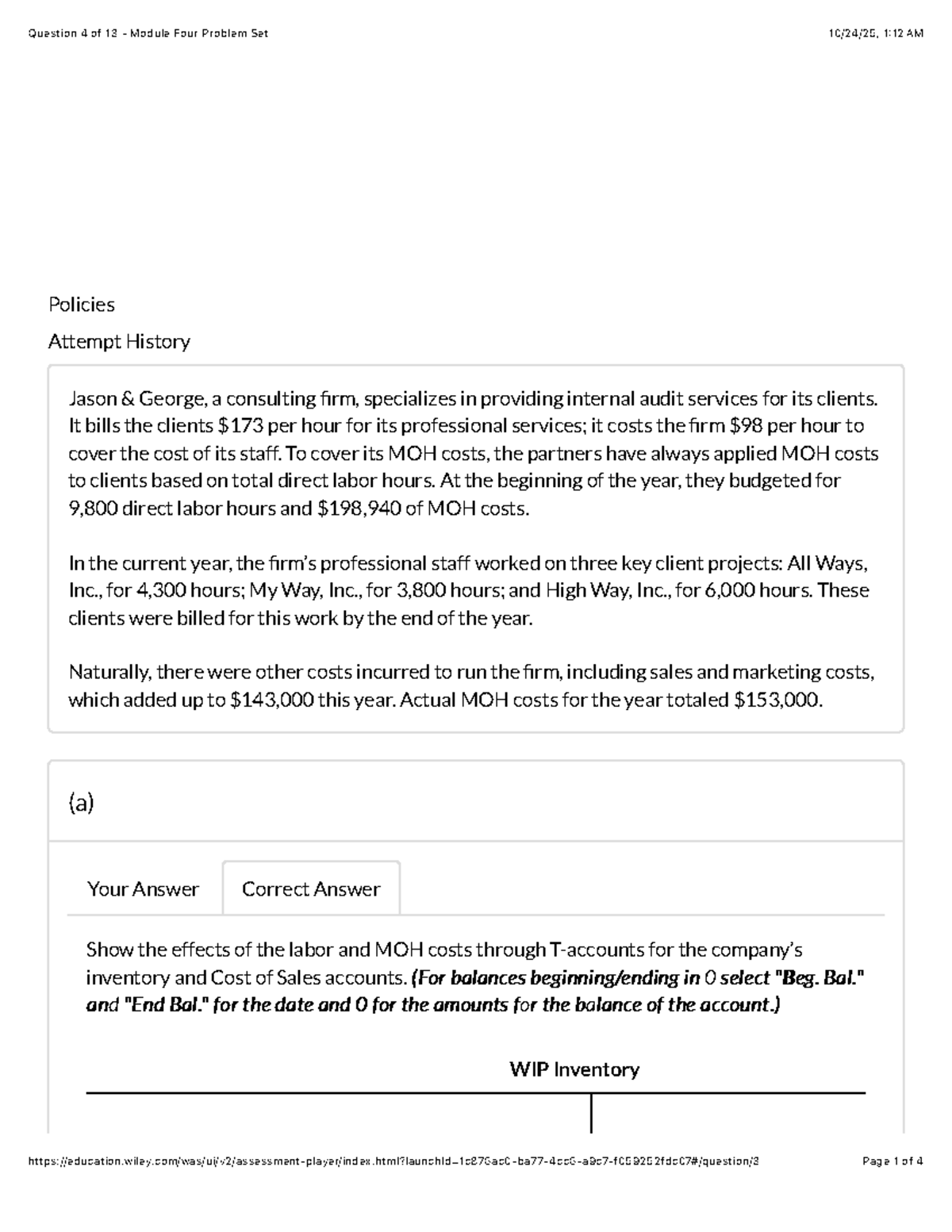 Question 4 Analysis - Module 4 Problem Set: Labor & MOH Costs - Studocu