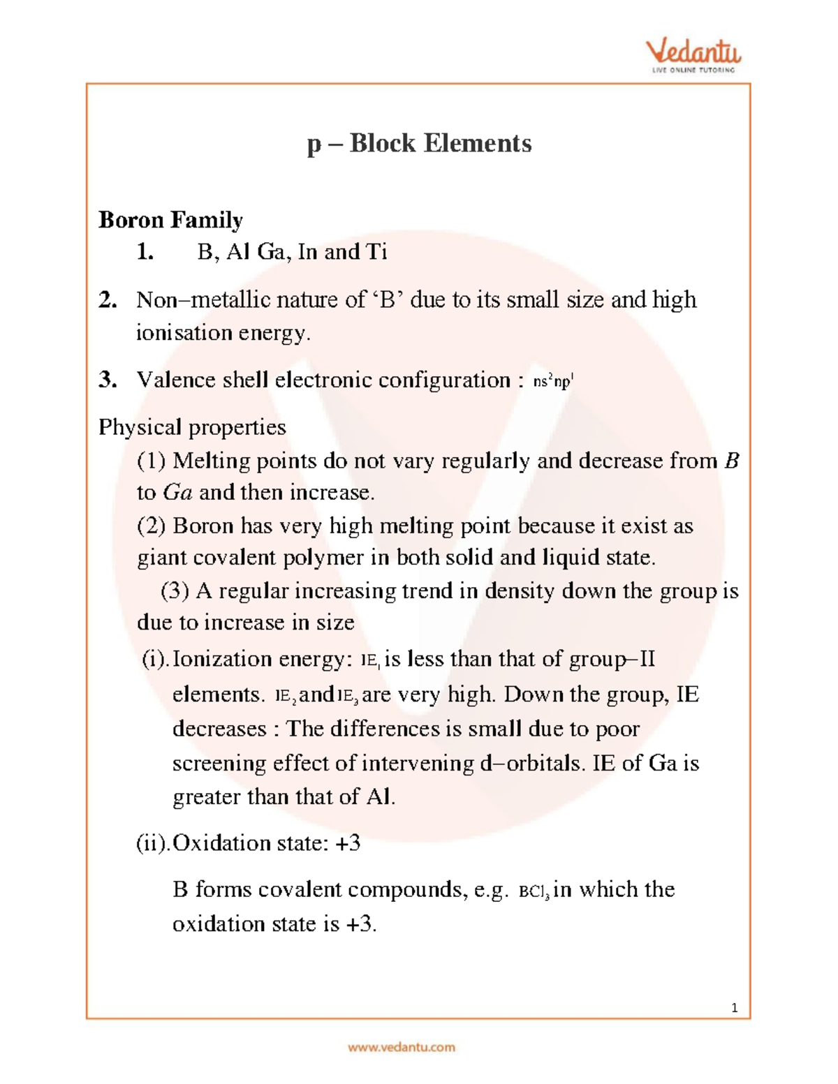 JEE Main 2023-24 Revision Notes: p-Block Elements Overview - Studocu