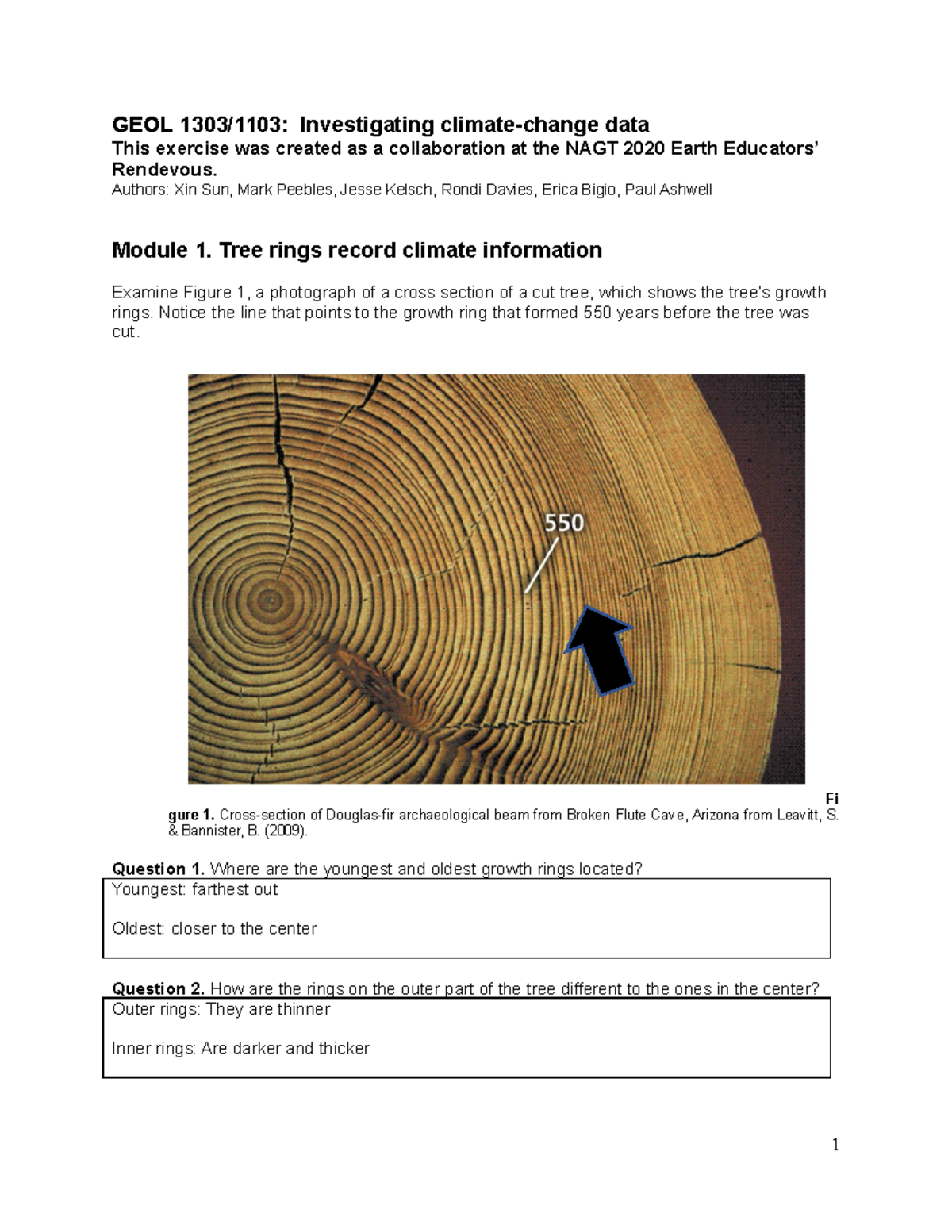 2020 EER Climate Change Lab(1) - GEOL 1303/1103: Investigating climate ...