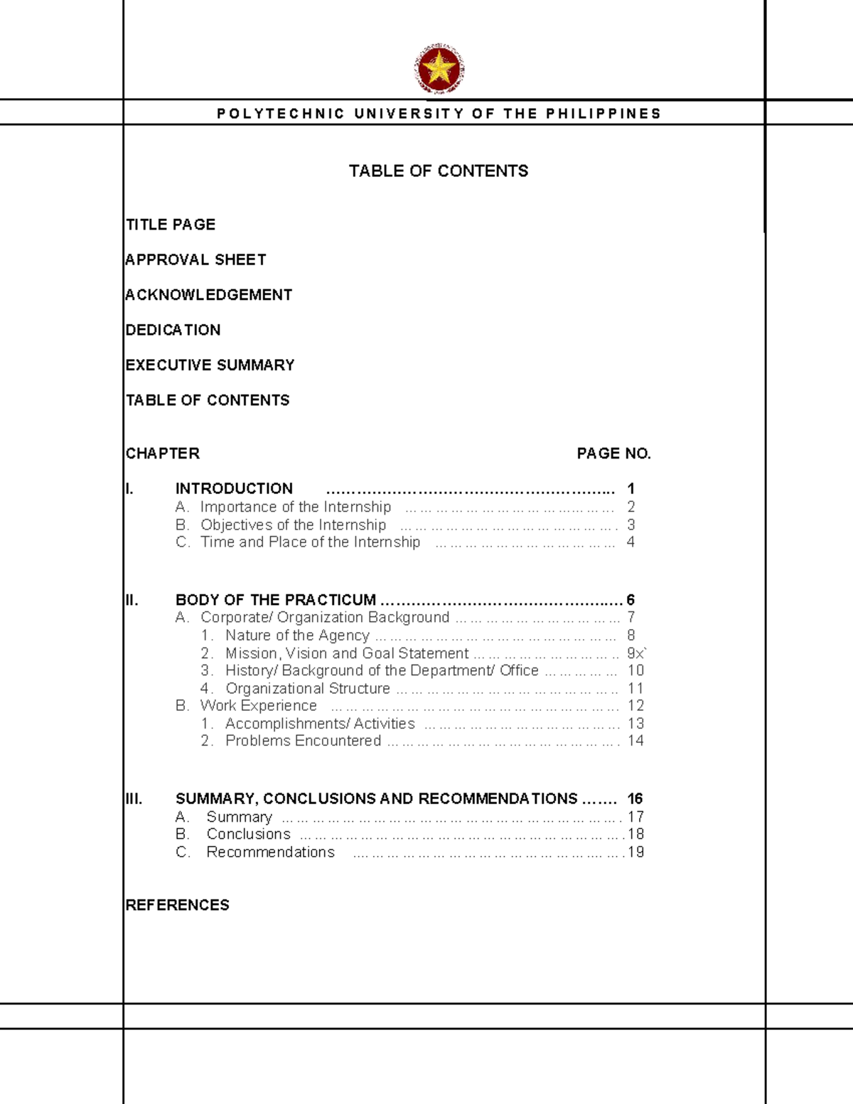 TOC for Terminal Report 05: Internship Overview and Insights - Studocu