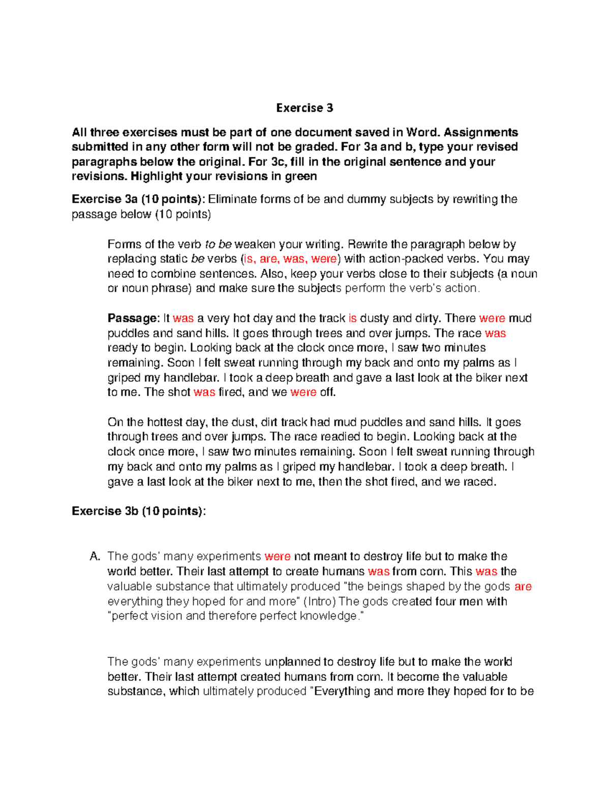 Exercise 3: Forms of be and dummy subjects - Exercise 3 All three ...