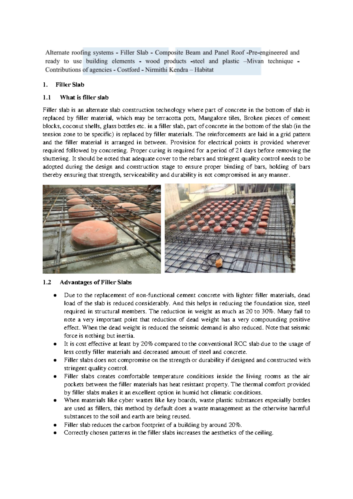 Filler Slab Technology and Composite Beam Roofs - Module 3 - Studocu