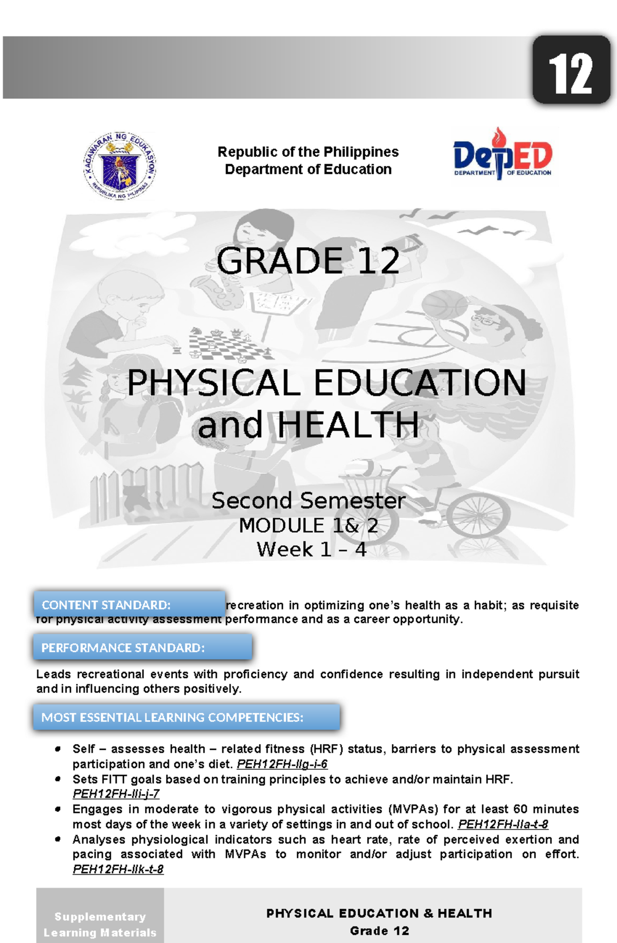 Grade 12 PE & Health Module 1 & 2: Outdoor Recreation Insights - Studocu