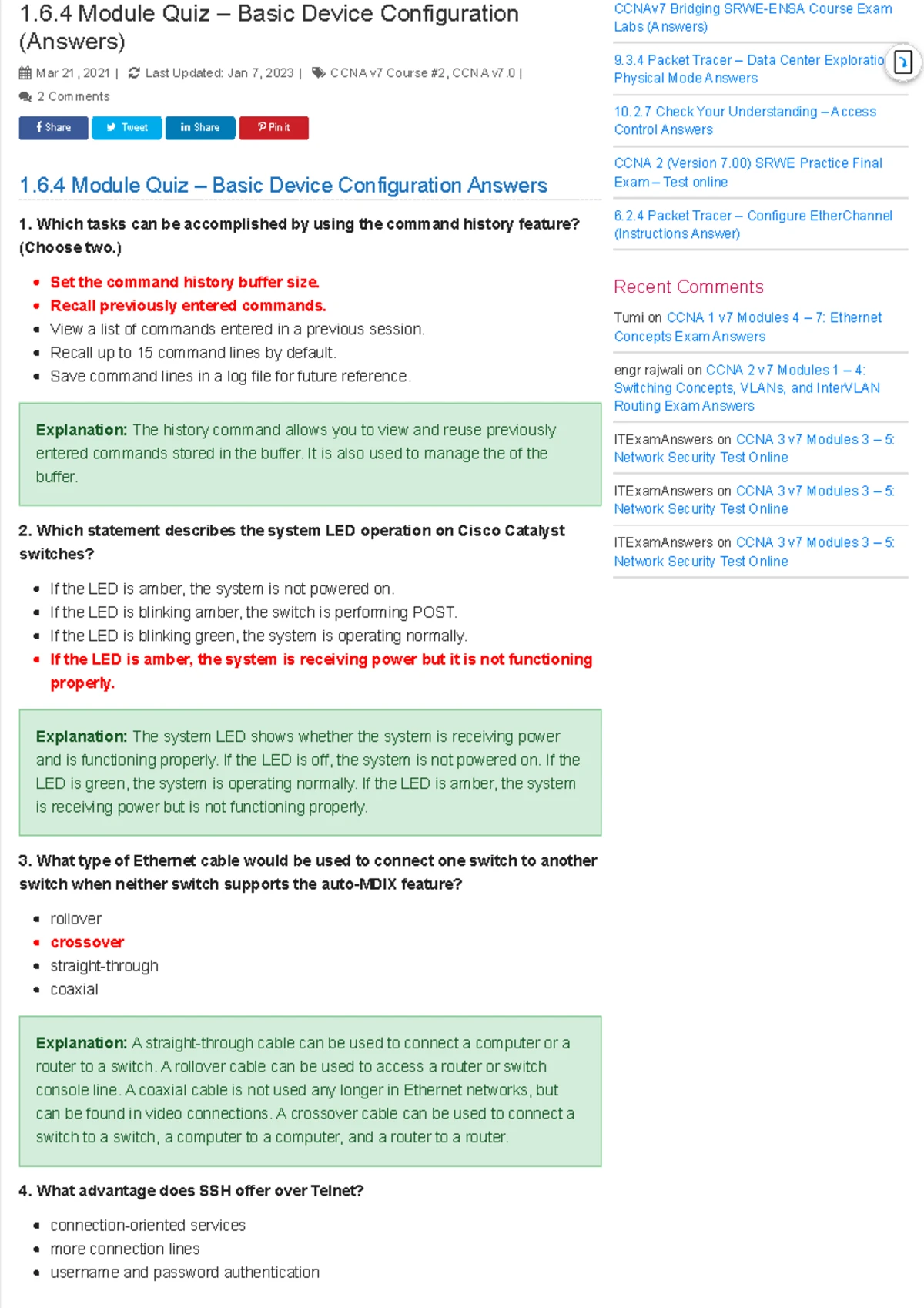 CCNA v7 2.3 Module Quiz - Switching Concepts (Answered) - Studocu