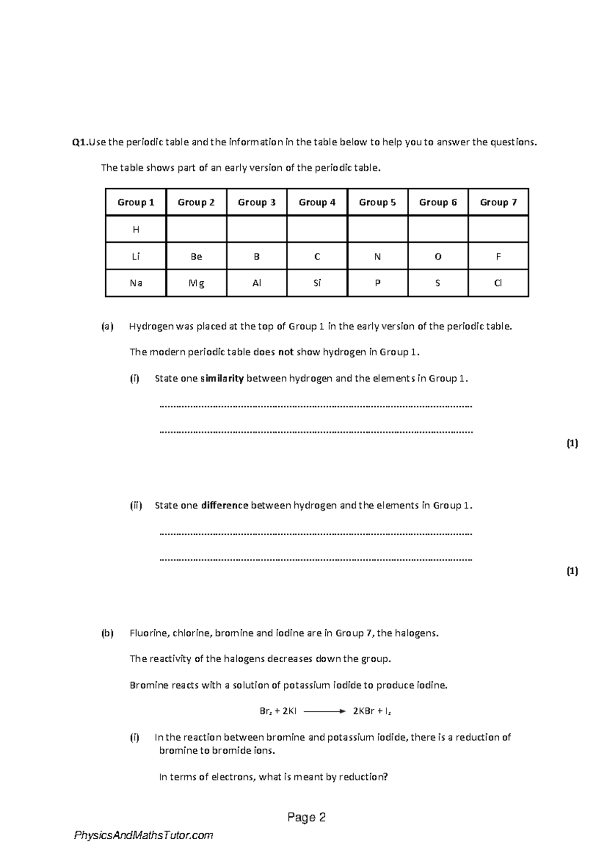 Periodic Table Study Guide QP - 234567: Key Concepts and Reactions ...