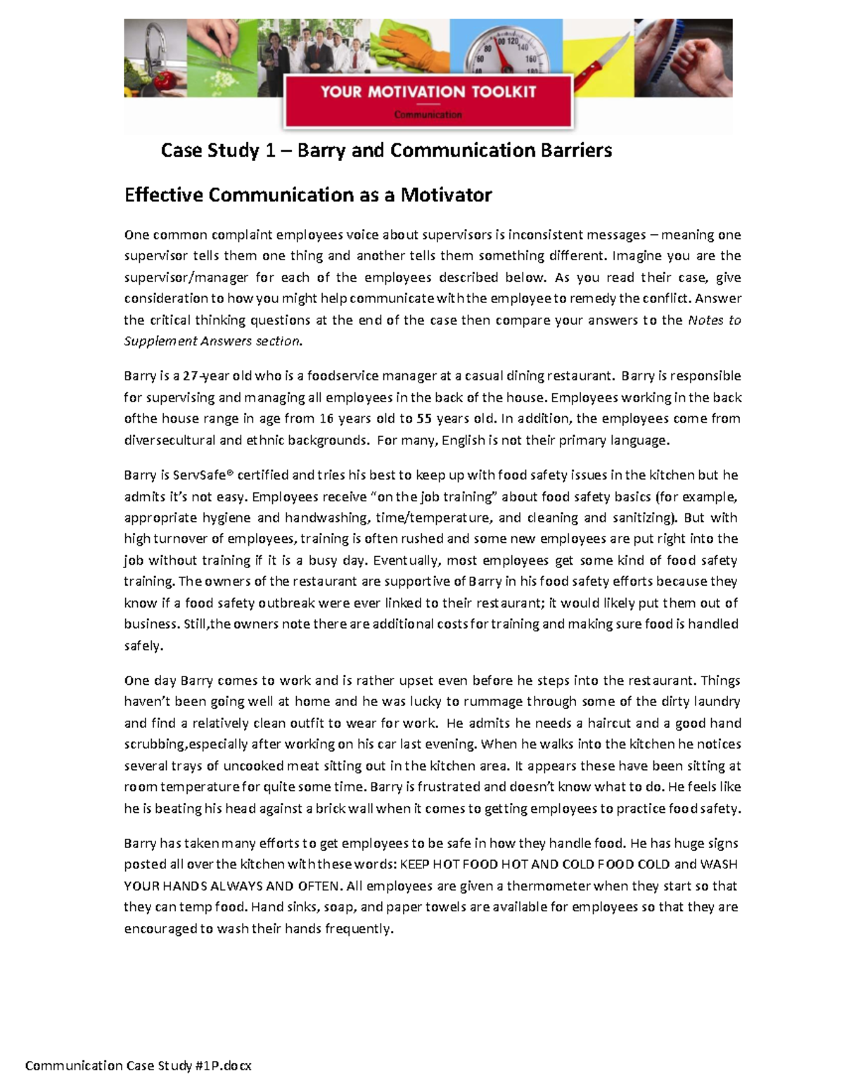 Case Study Assignment 1 - Communication Case Study #1P Case Study 1 ...