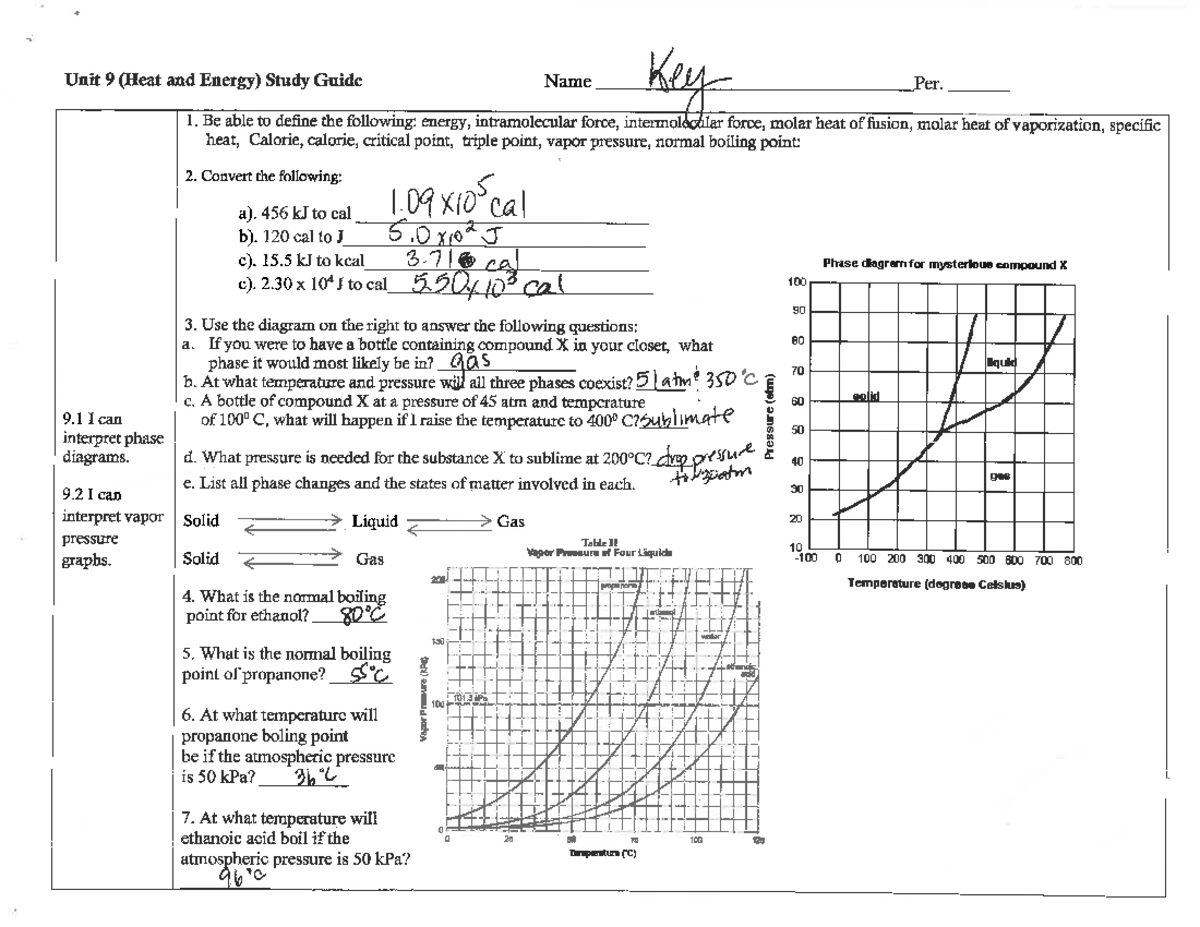 Unit 9 HEAT study guide Answers - Unit 9 (Heat and Energy) Study Guide ...