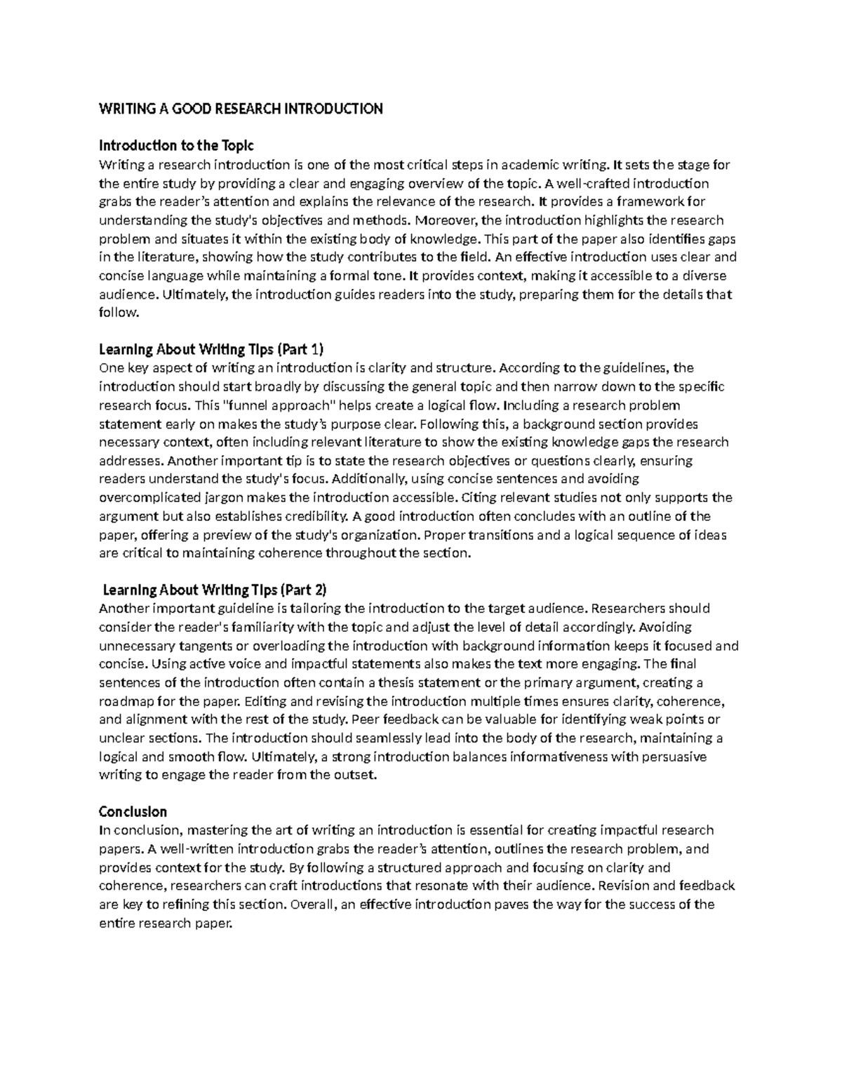 ENG 4 - Thesis Statement - WRITING A GOOD RESEARCH INTRODUCTION ...