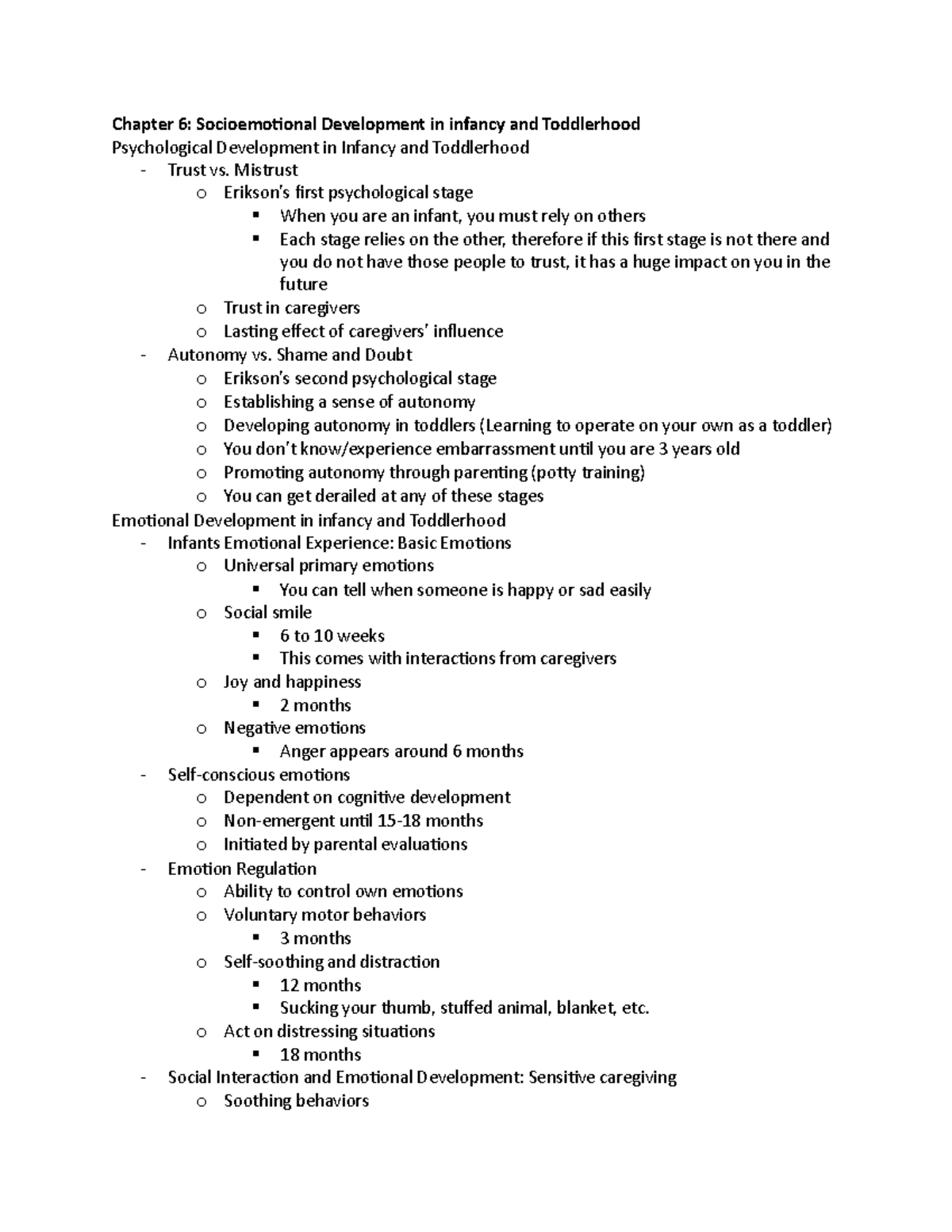 Lifespan Development (Chapter 6) - Socioemotional Development Notes ...