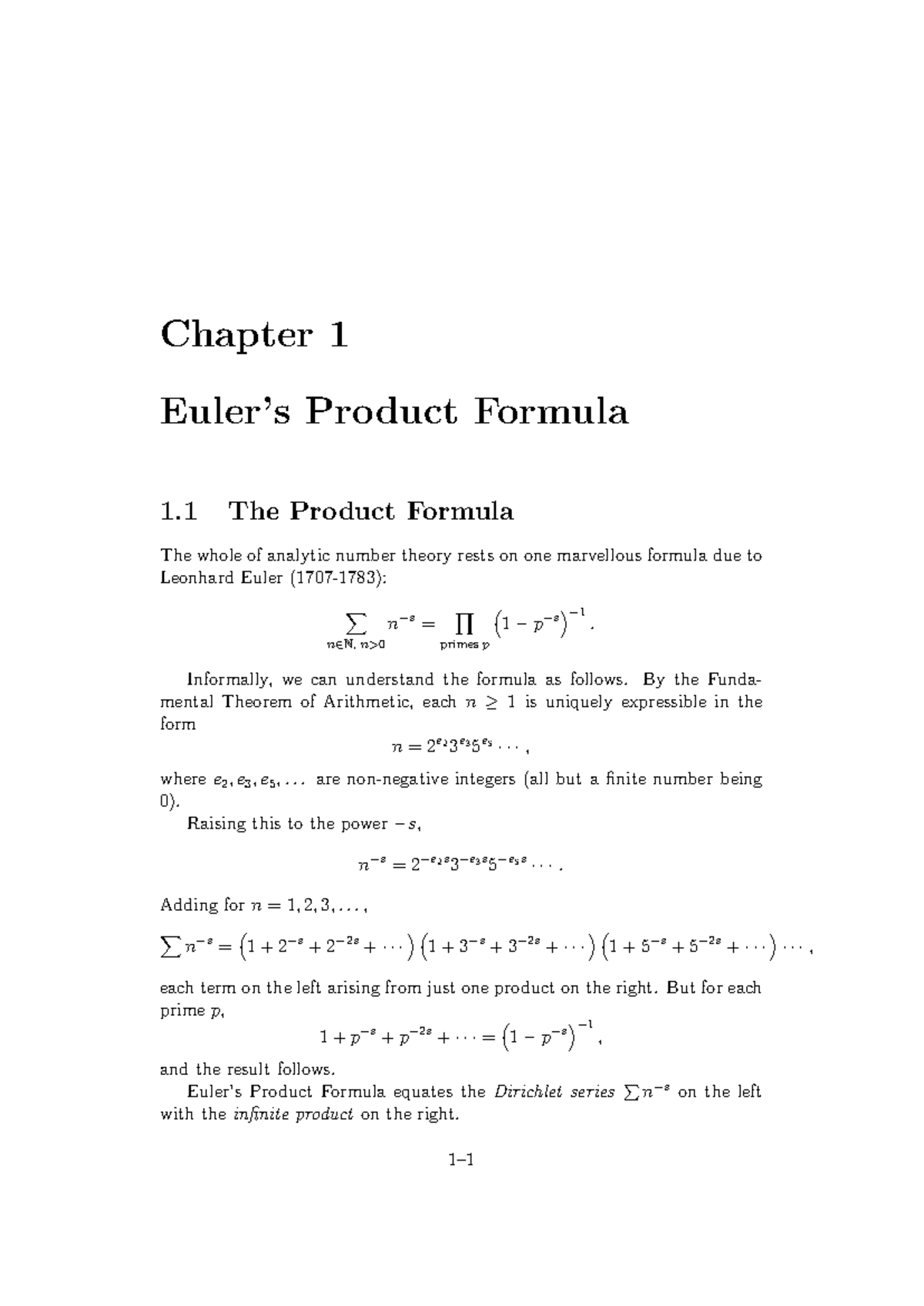 Chapter 1: The Product Formula in Analytic Number Theory - Studocu