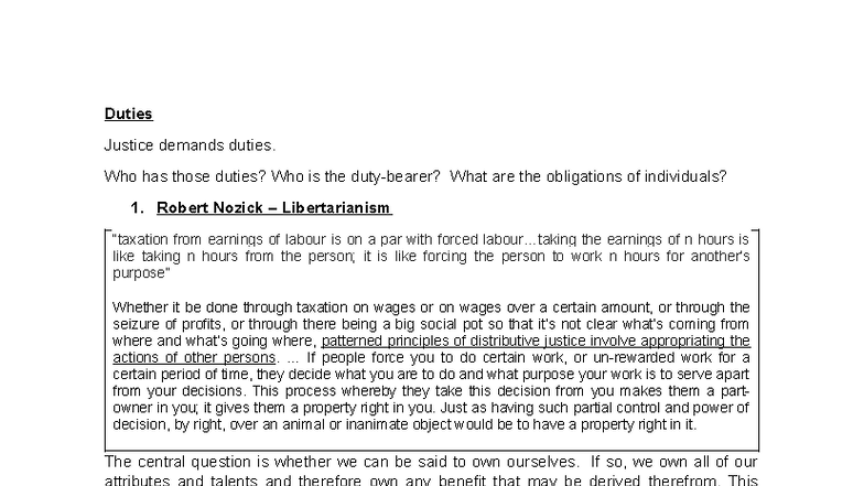 Duties of Justice: Obligations and Rights in Nozick's Theory - Studocu