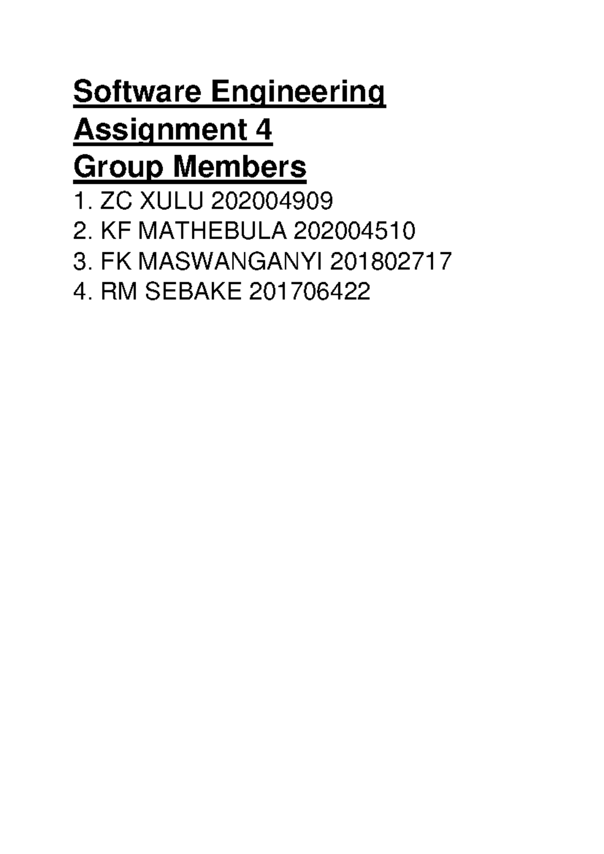 Assignment 4 - SOFTWARE ENGINEERING - Software Engineering Assignment 4 ...