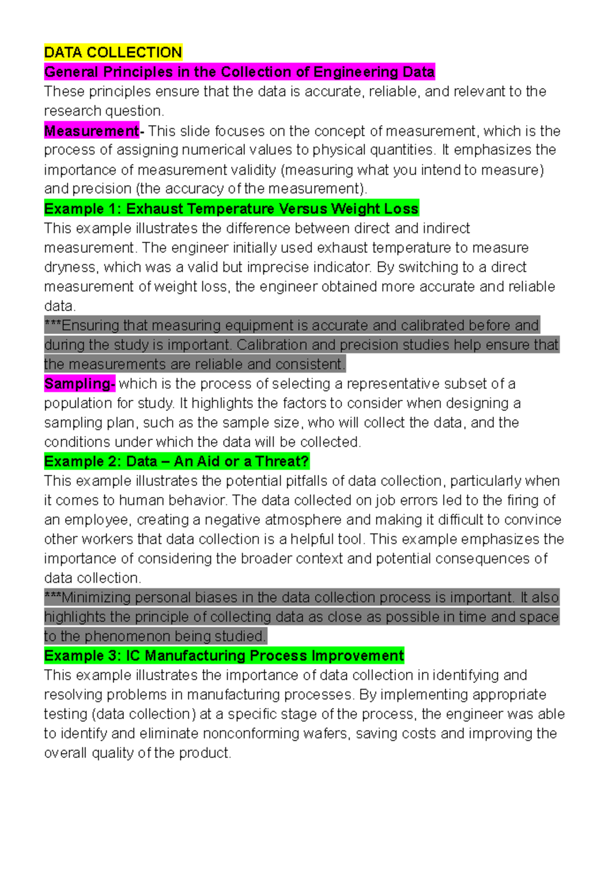 Lesson 2: Principles of Data Collection in Engineering (B5) - Studocu