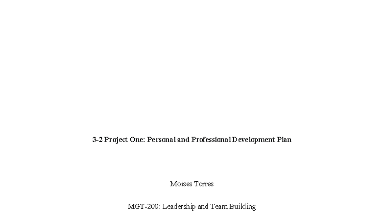 MGT- Project 1 - Personal & Professional Development Plan - Studocu