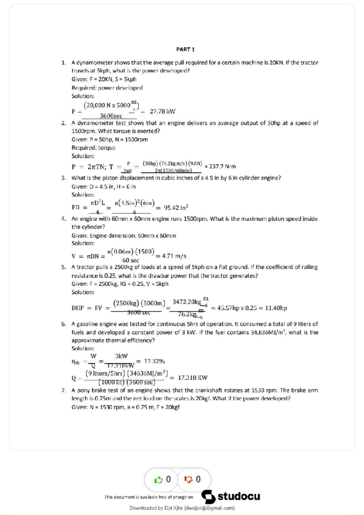 ACC921 2 - Dynamometer Tests and Engine Performance Calculations - Studocu