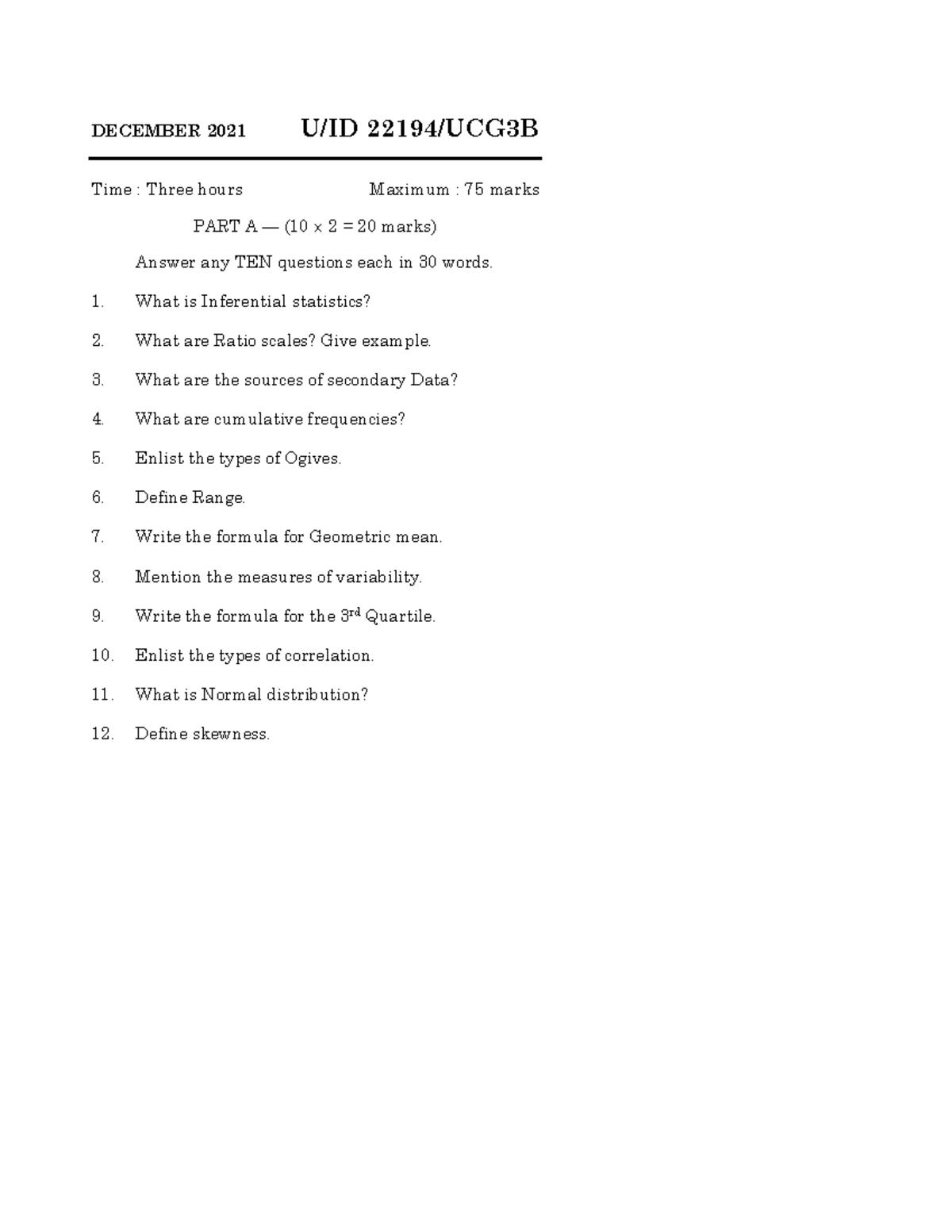 Statistics in Psychology: December 2021 Exam Guide (22194) - Studocu