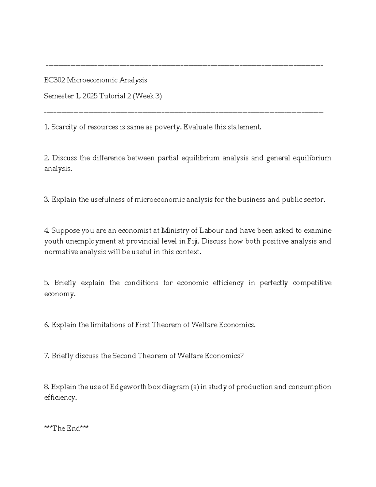 Tutorial 2 week 3 (QP) - EC302 Microeconomic Analysis Semester 1, 2025 ...