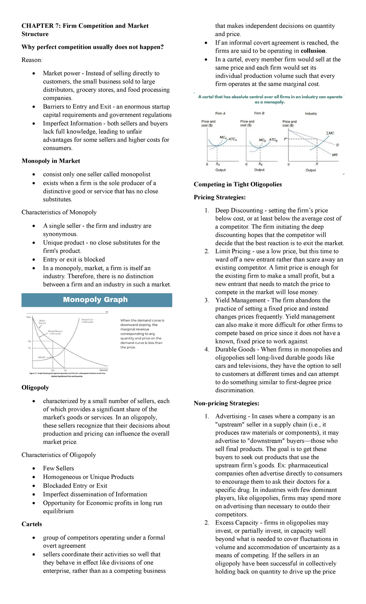 ECO Reviewer CHAP 7 8 - CHAPTER 7: Firm Competition and Market Structure Why perfect competition ...