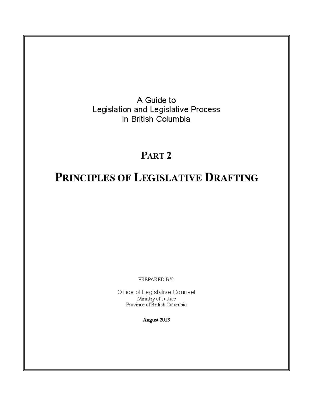 BC Legislative Drafting Principles: A Comprehensive Guide (Aug 2013 ...