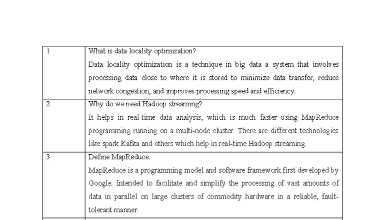 2mark important questions - 1 What is data locality optimization? Data locality optimization is ...